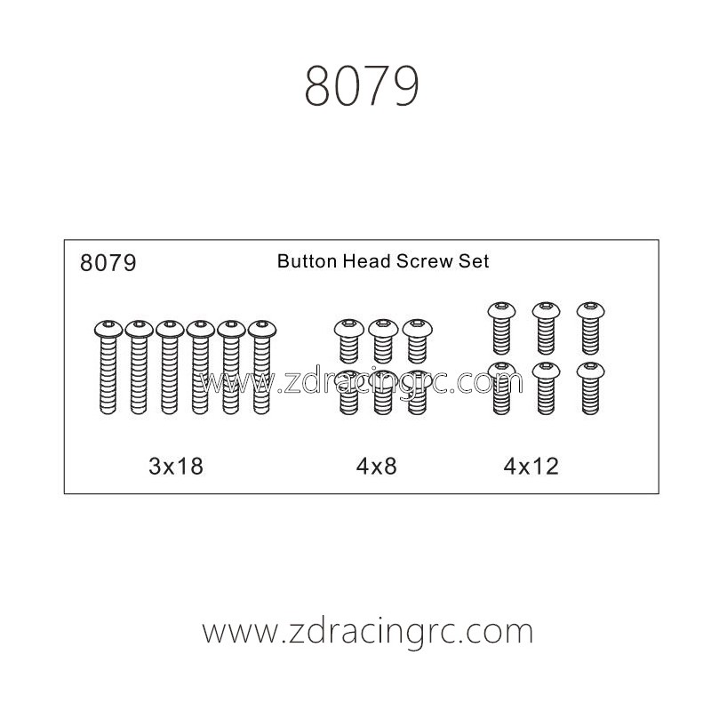 8079 Button Head Screw Set Parts for ZD RACING MT8 Pirates 3