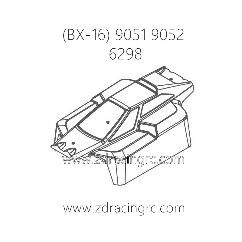 ZD RACING Raptors BX-16 9051 9052 Parts 6298 Body Transparent PVC